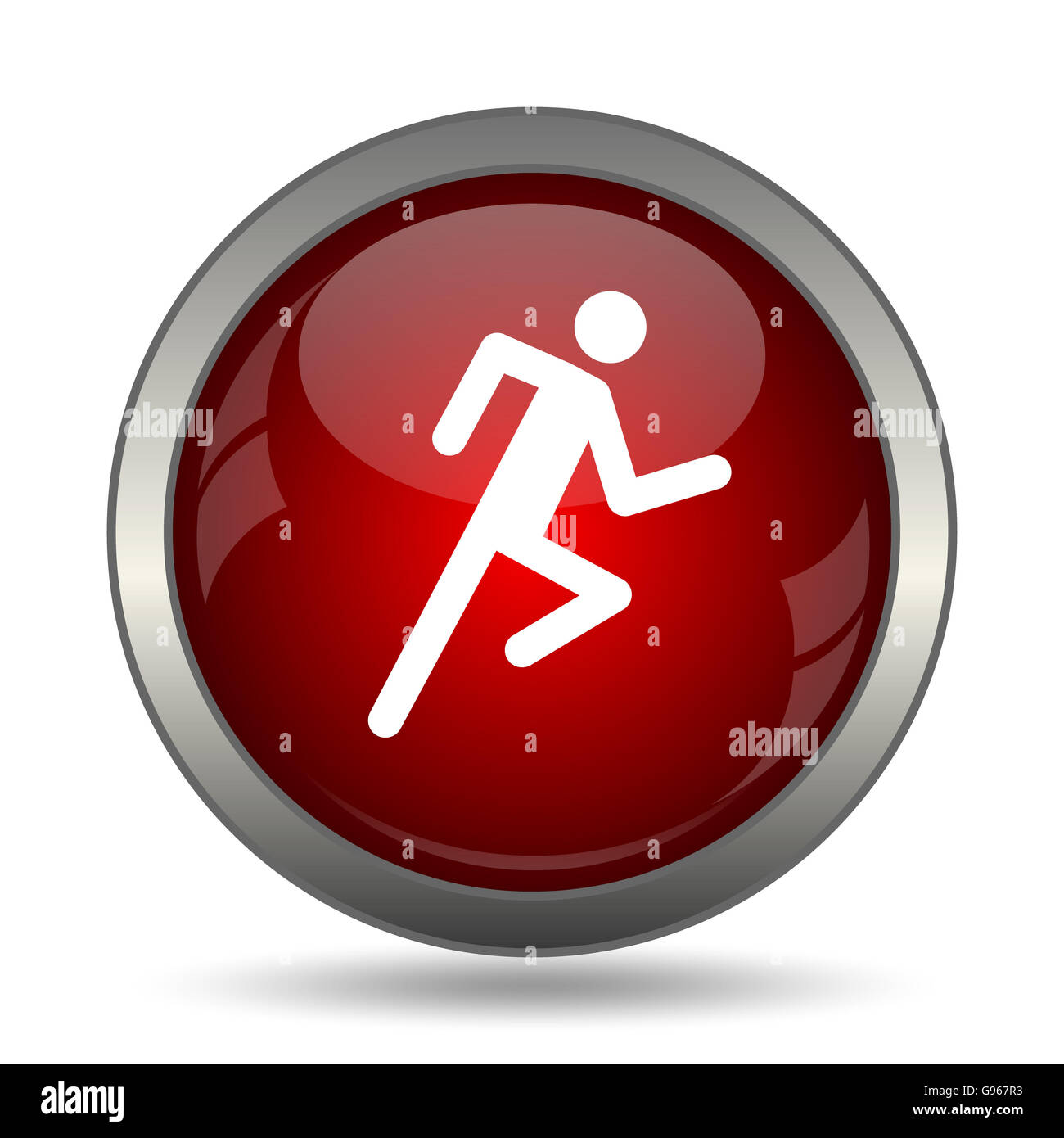 Running man icon. Internet button on white background Stock Photo - Alamy