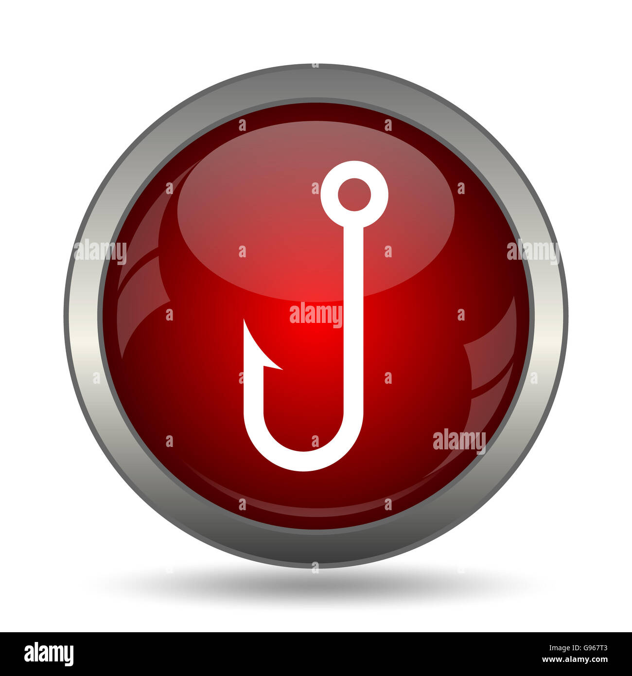 Fish hook icon. Internet button on white background Stock Photo - Alamy
