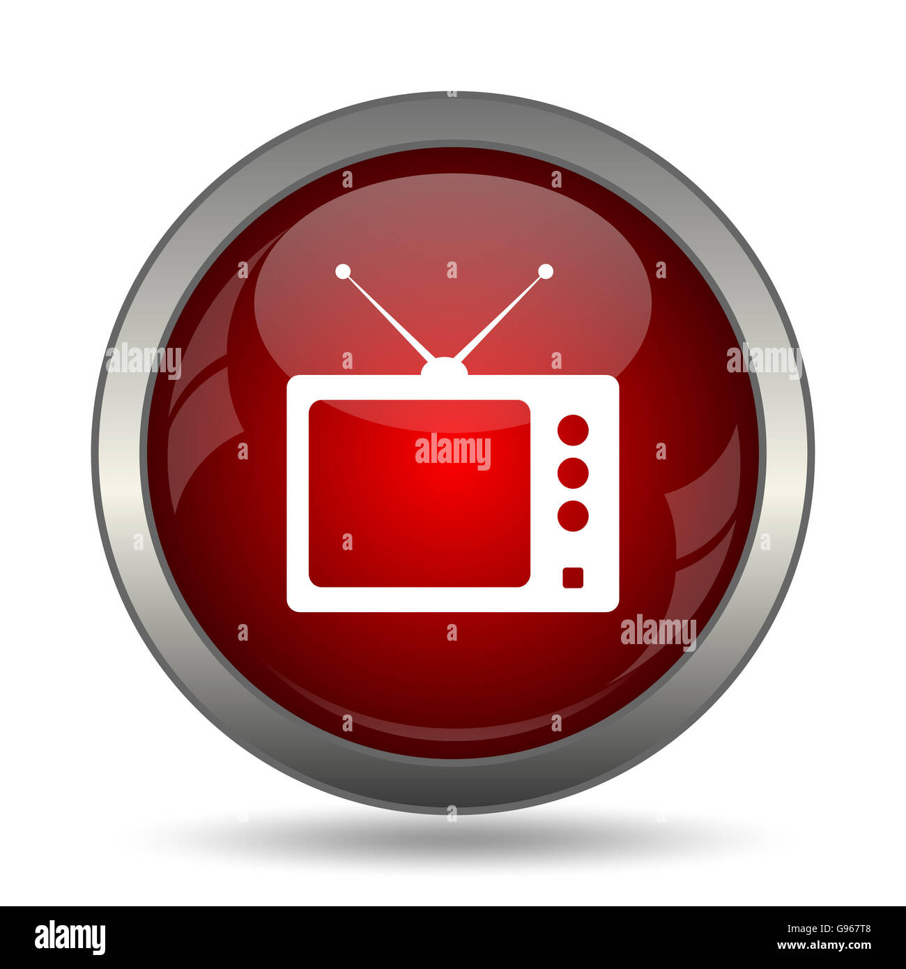 Retro tv icon. Internet button on white background Stock Photo - Alamy