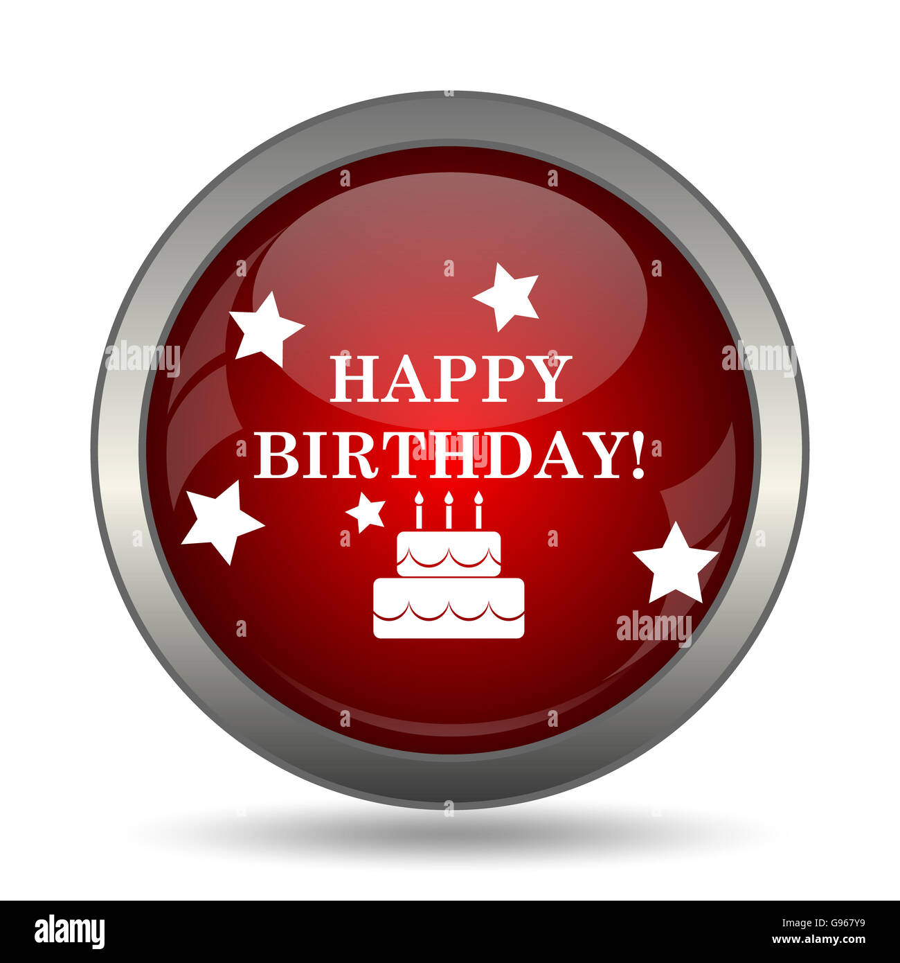 Happy birthday icon. Internet button on white background Stock Photo ...