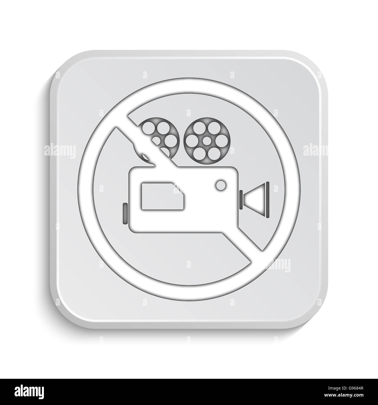 Forbidden video camera icon. Internet button on white background Stock ...