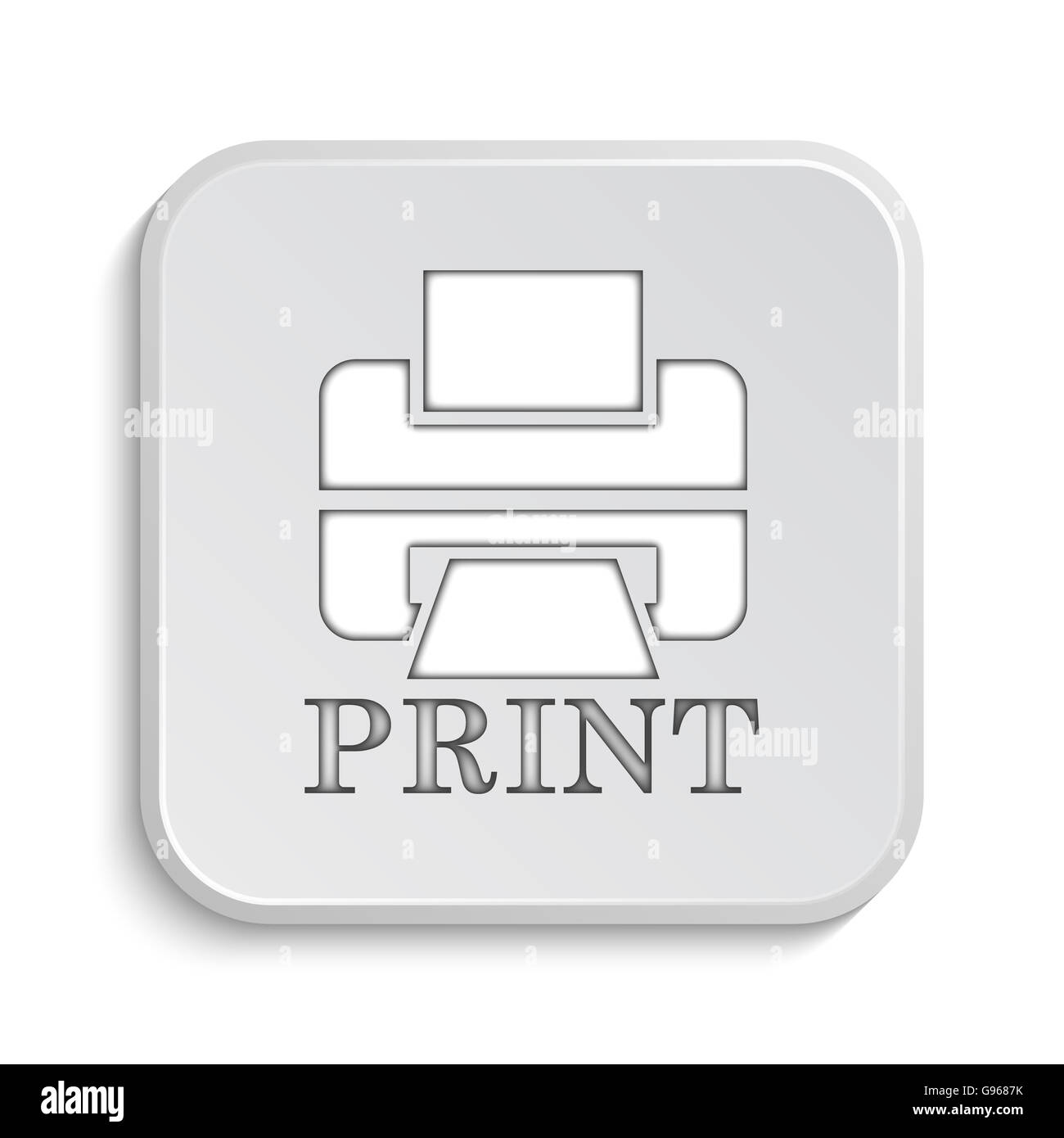 Printer with word PRINT icon. Internet button on white background Stock ...