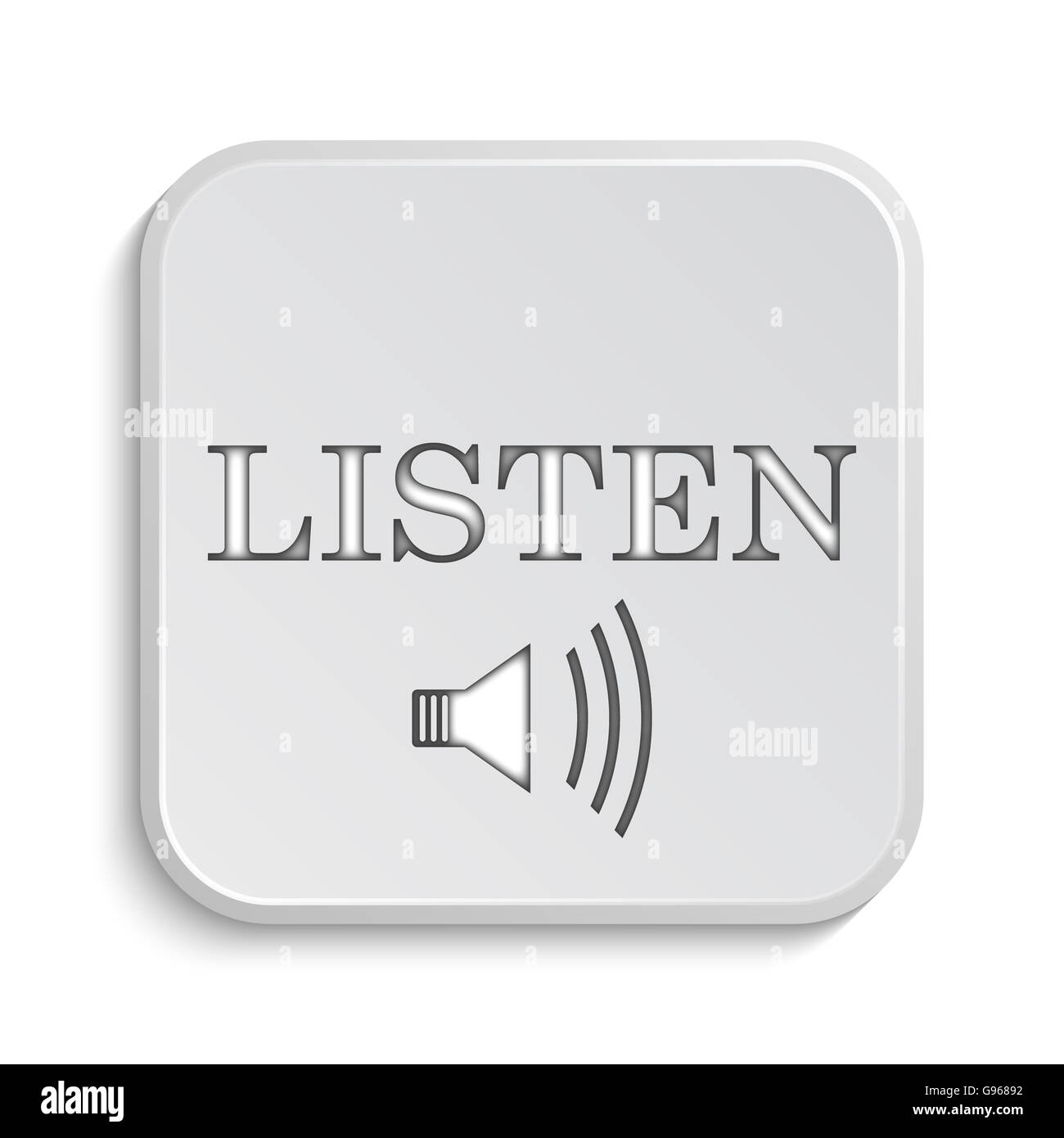 Listen icon. Internet button on white background Stock Photo - Alamy