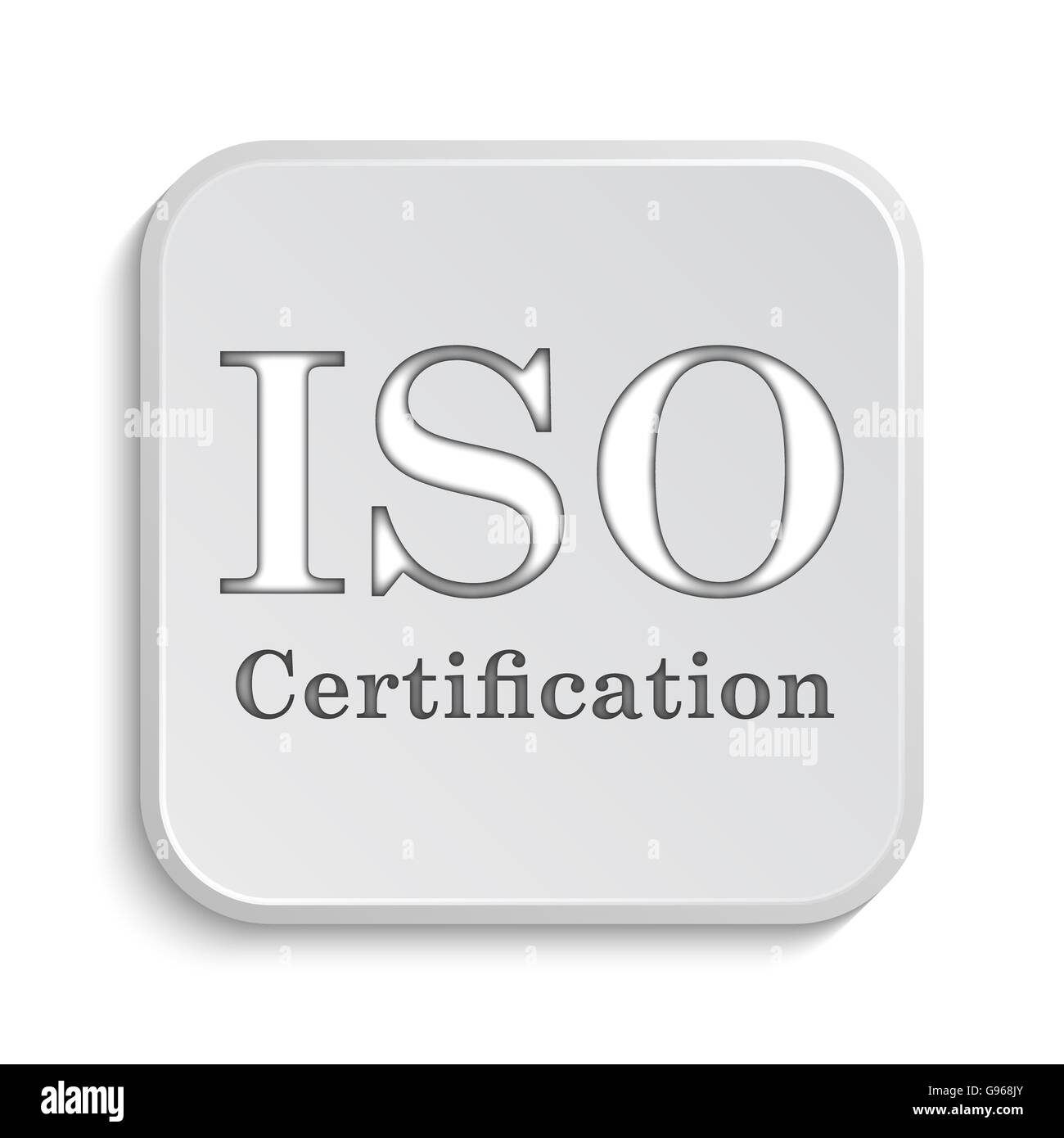 ISO certification icon. Internet button on white background Stock Photo ...