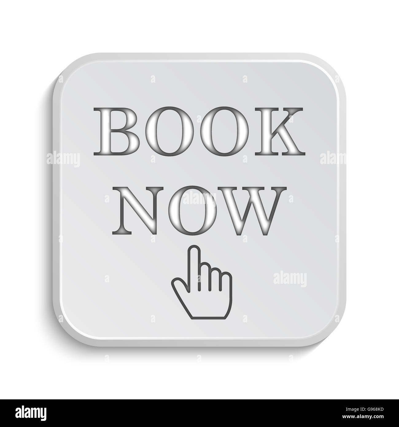 Book now icon. Internet button on white background Stock Photo - Alamy