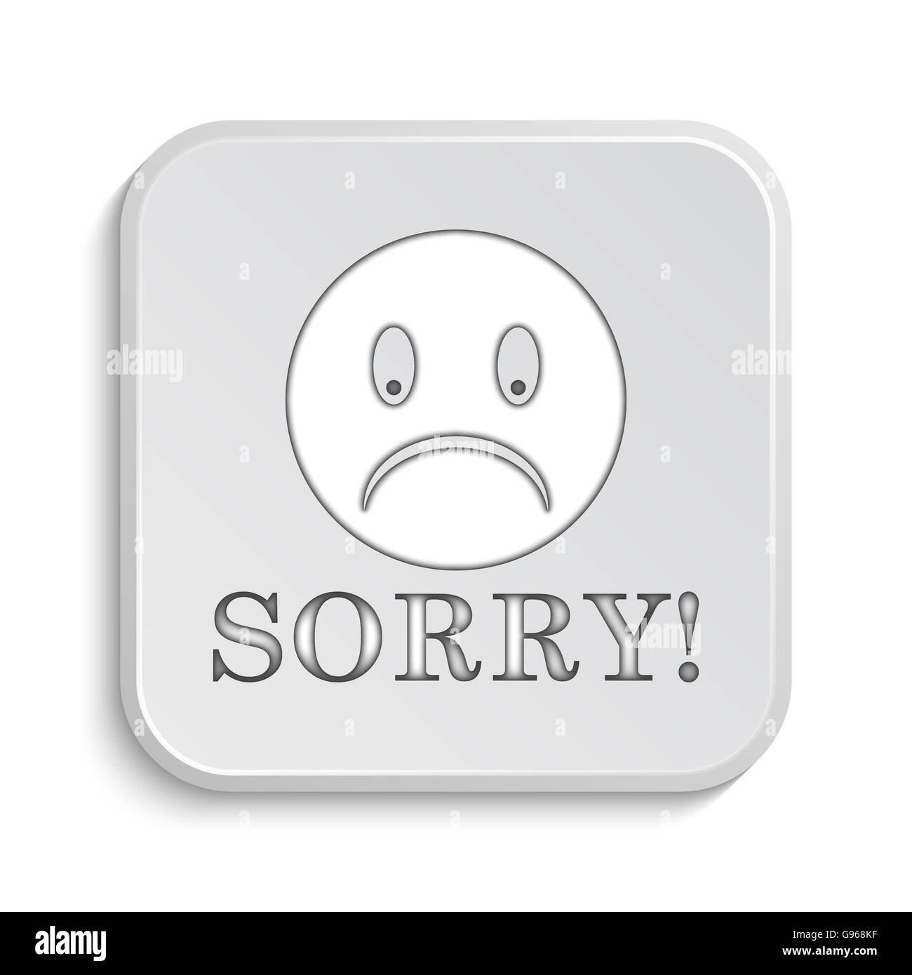 Sorry icon. Internet button on white background Stock Photo - Alamy