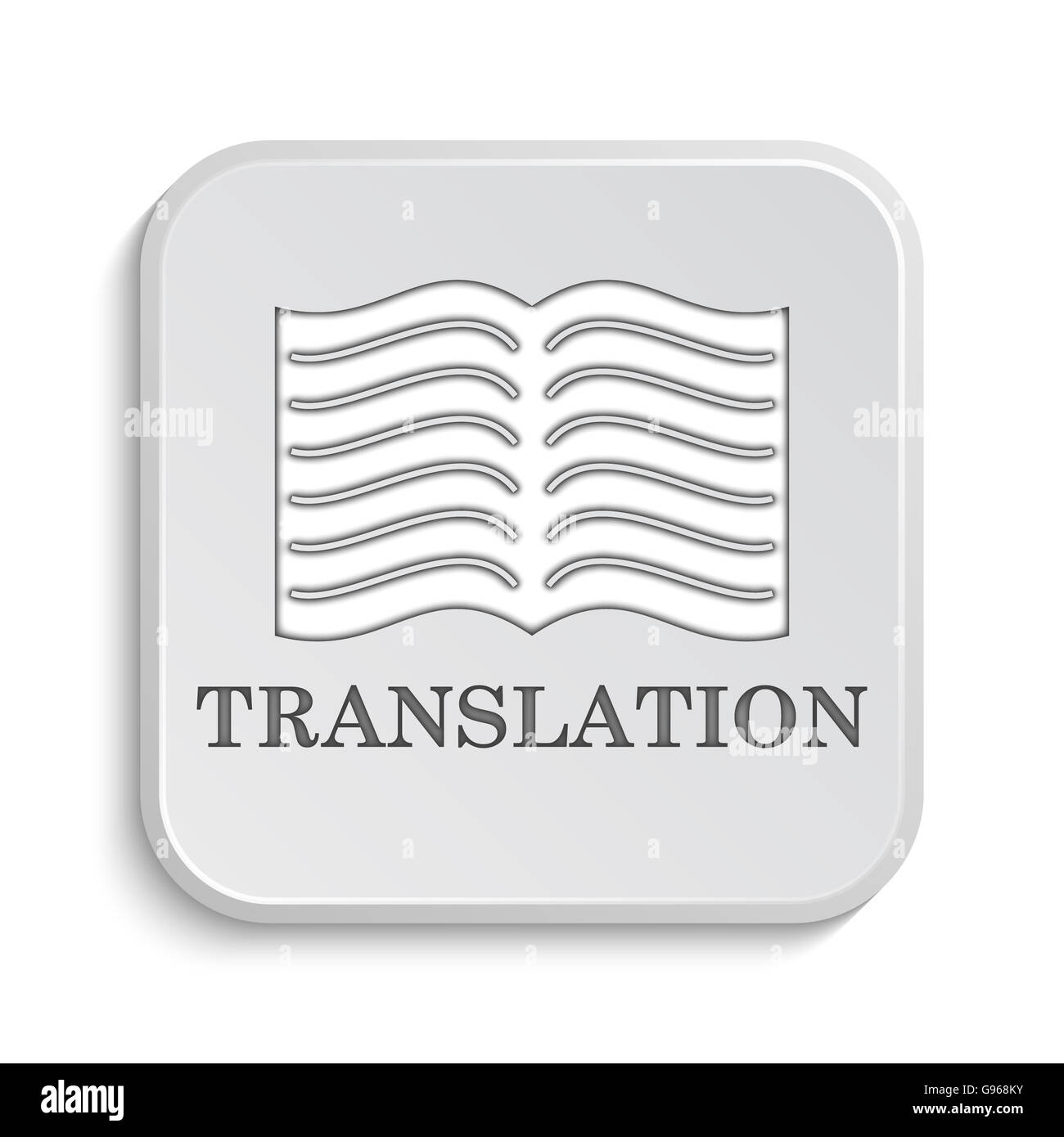 Translation book icon. Internet button on white background Stock Photo ...