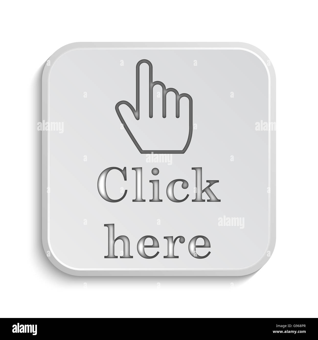 Click here icon. Internet button on white background Stock Photo - Alamy
