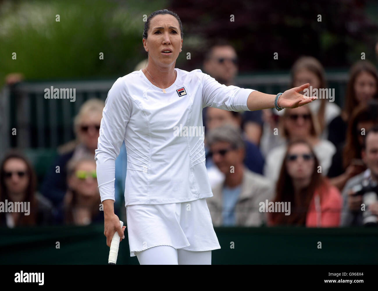 Jelena Jankovic gestures during her match against Marina Erakovic on ...