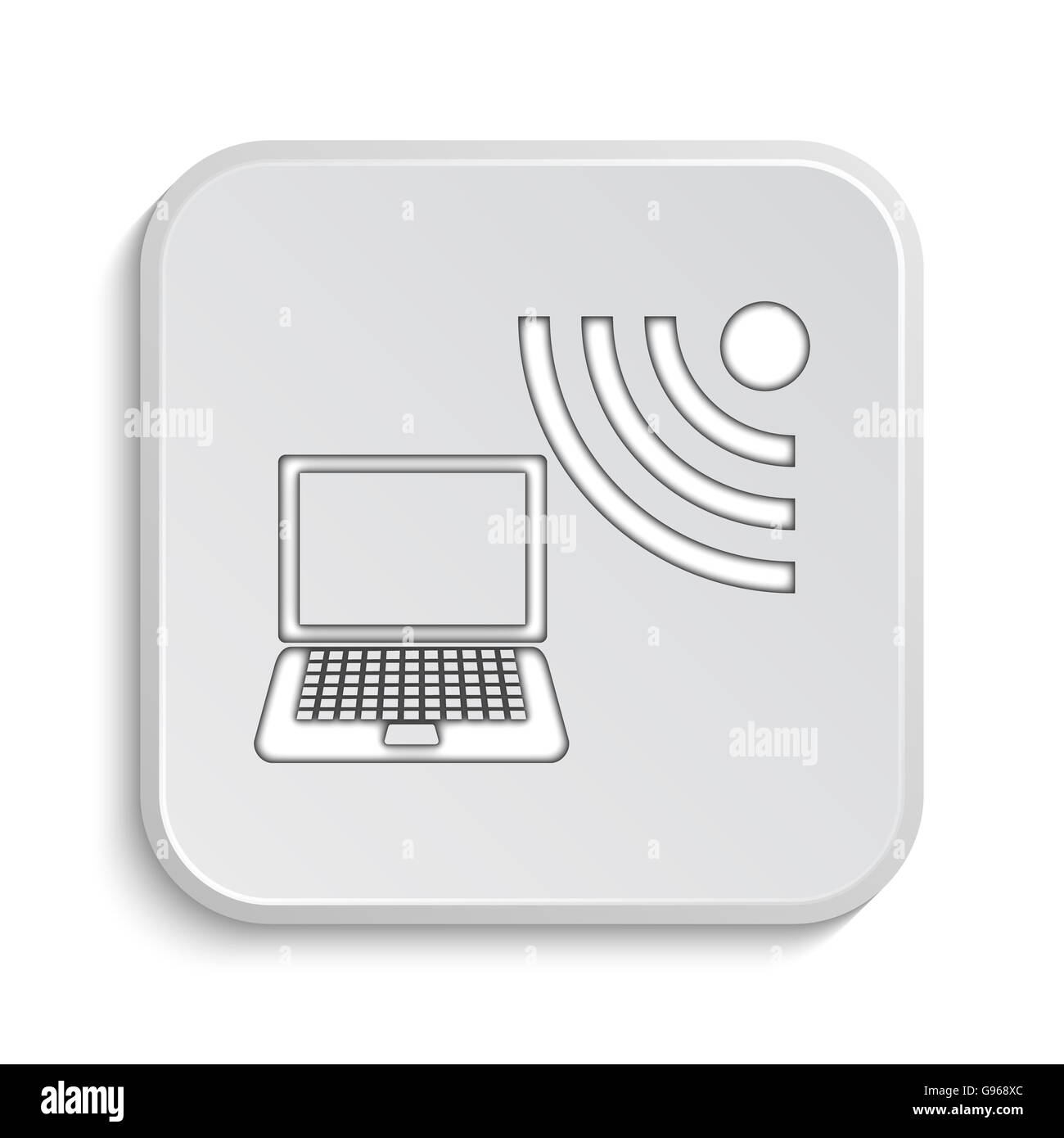 Wireless laptop icon. Internet button on white background Stock Photo ...