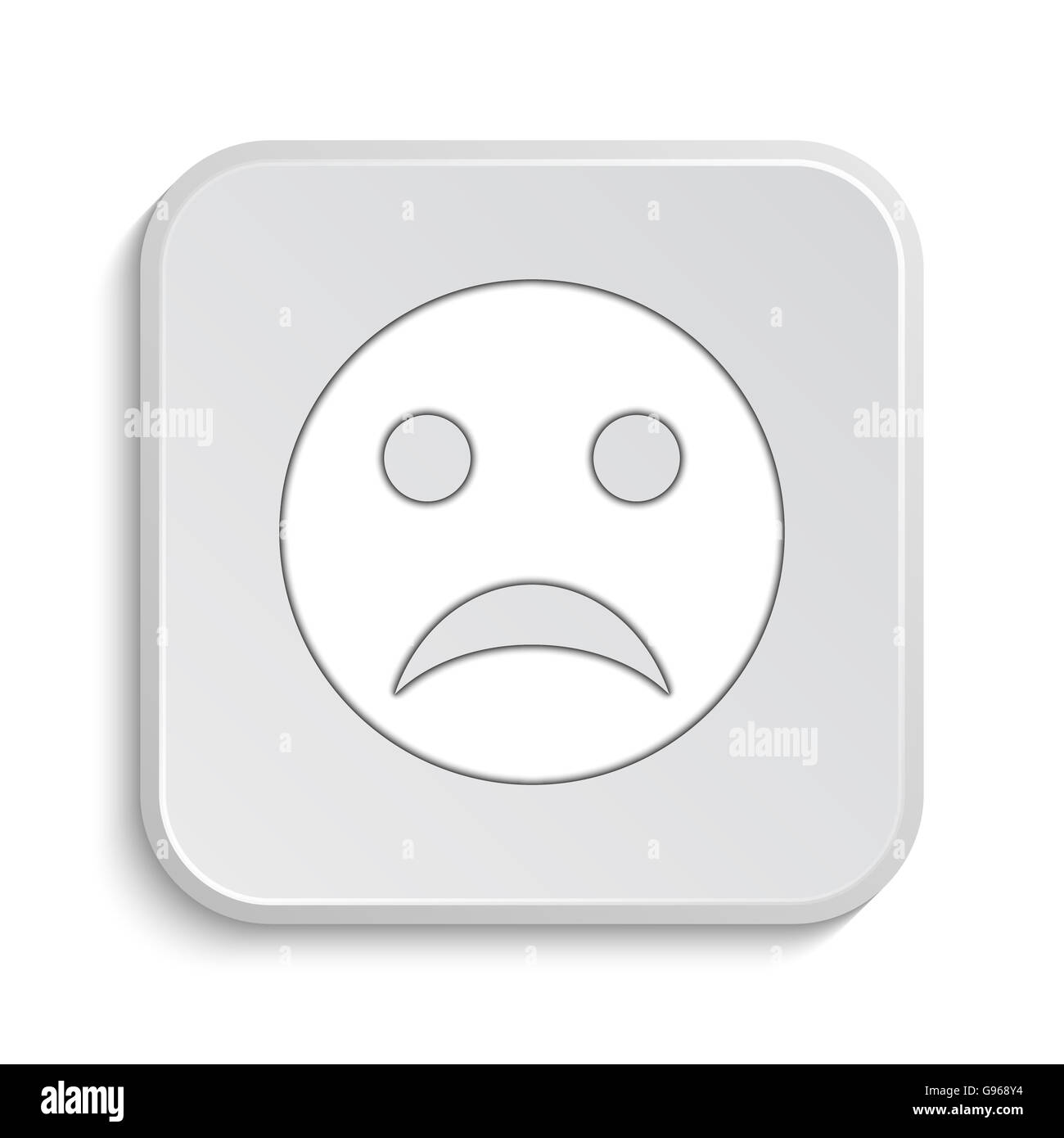 Sad smiley icon. Internet button on white background Stock Photo - Alamy