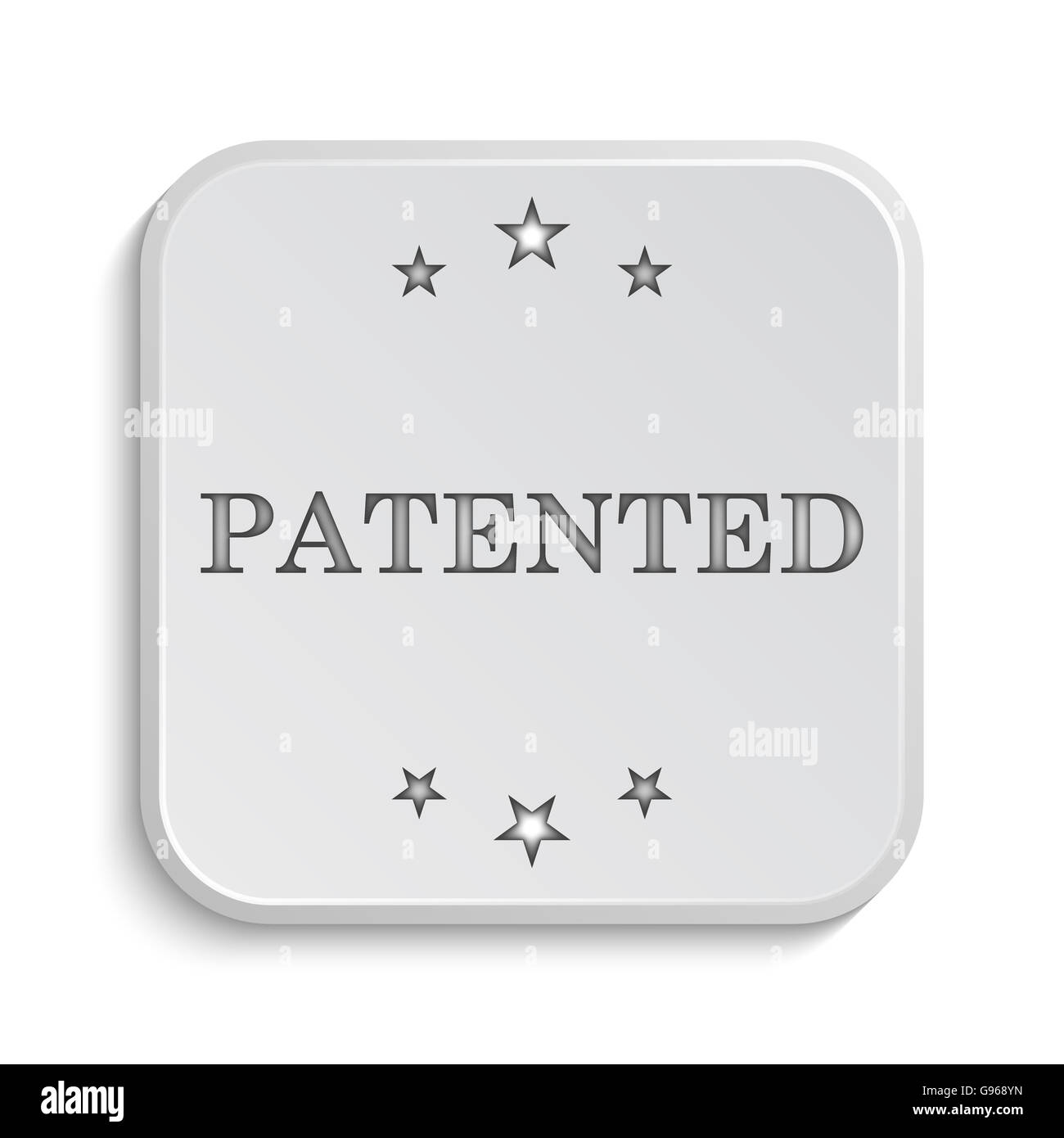 Patented icon. Internet button on white background Stock Photo - Alamy