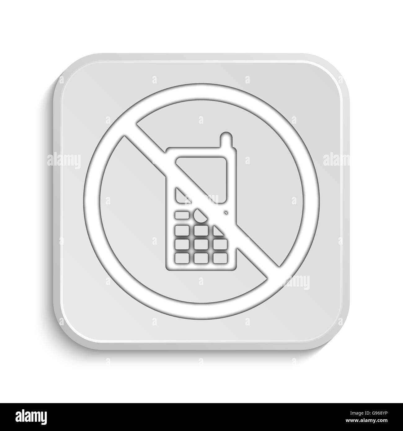 Mobile phone restricted icon. Internet button on white background Stock ...
