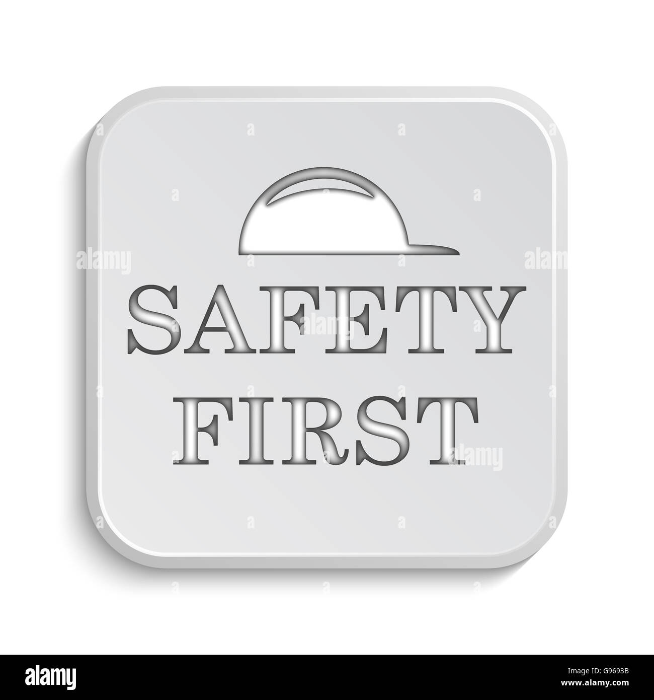 Safety first icon. Internet button on white background Stock Photo - Alamy