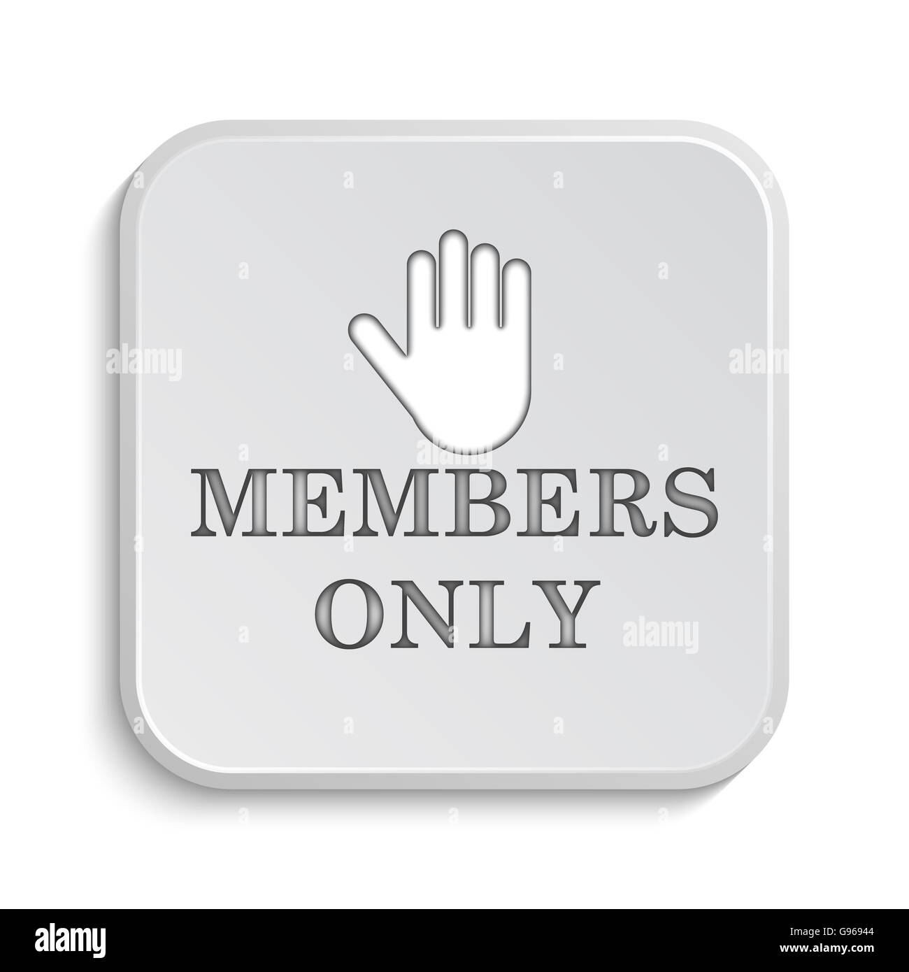 Members only icon. Internet button on white background Stock Photo - Alamy