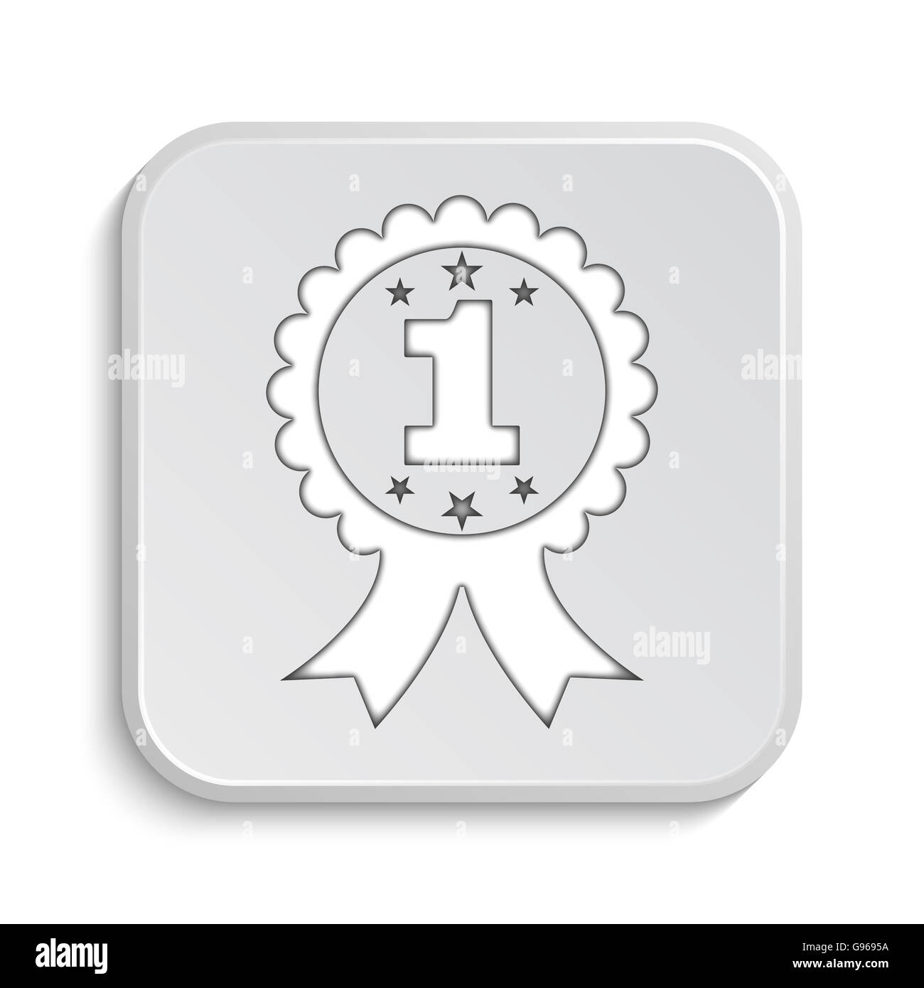First prize ribbon icon. Internet button on white background Stock ...