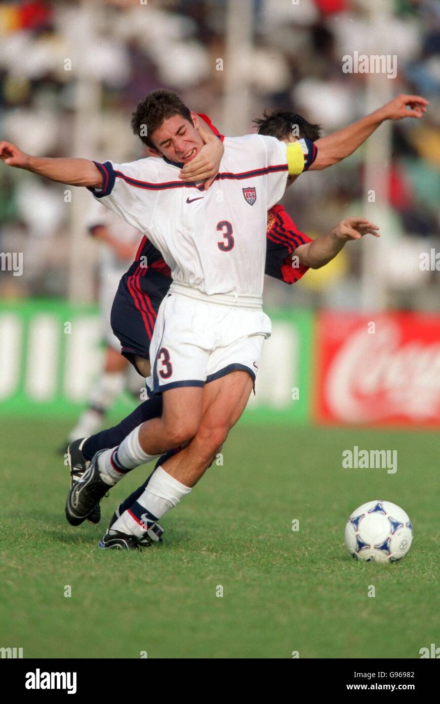 USA's Nick Garcia (front) is pulled back by Spain's David Aganzo (back ...