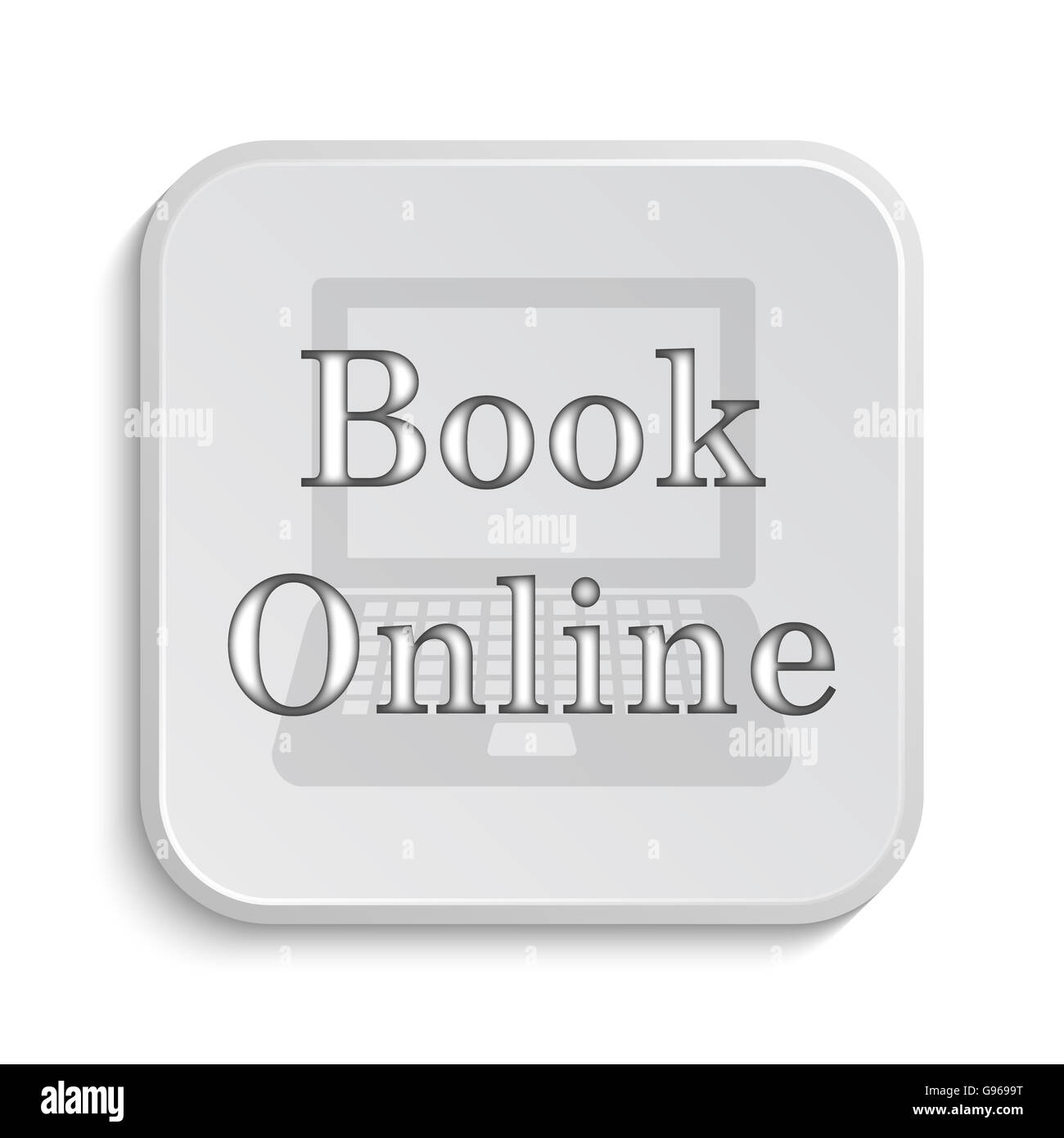 Book online icon. Internet button on white background Stock Photo - Alamy