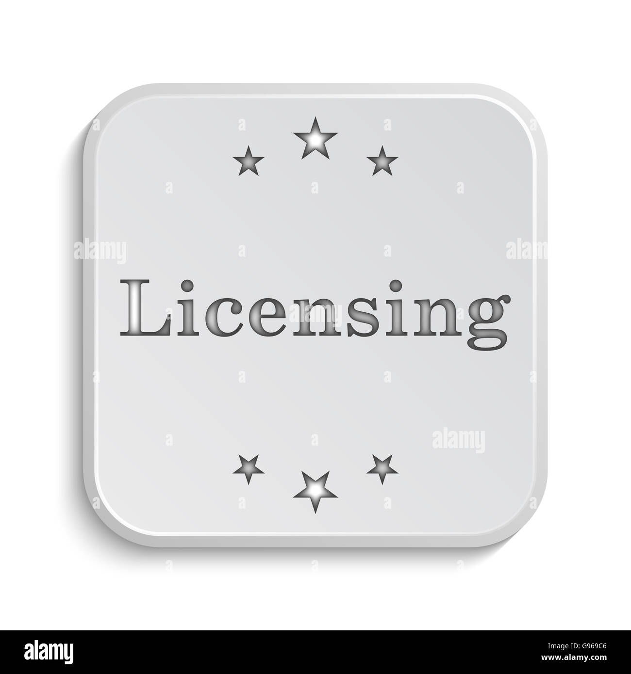 Licensing icon. Internet button on white background Stock Photo - Alamy