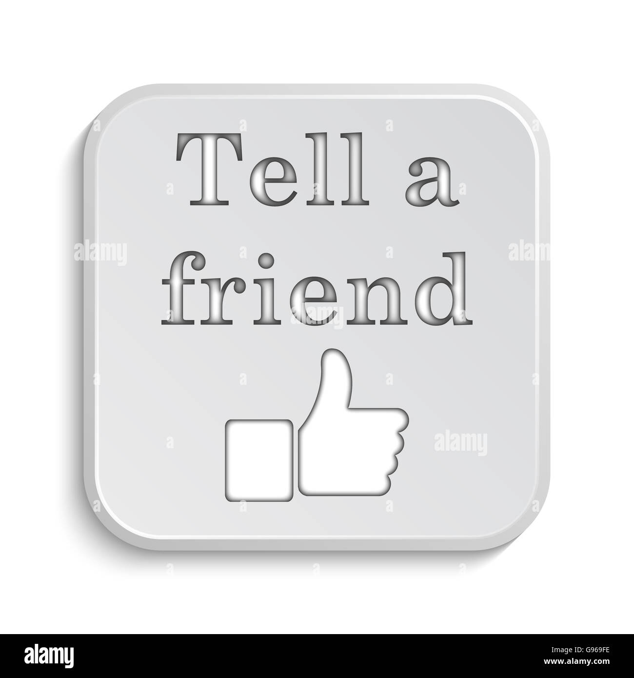Tell a friend icon. Internet button on white background Stock Photo - Alamy