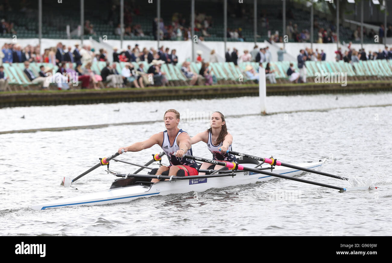 Laurence Whiteley and Lauren Rowles during the ParalympicsGB Rowing ...