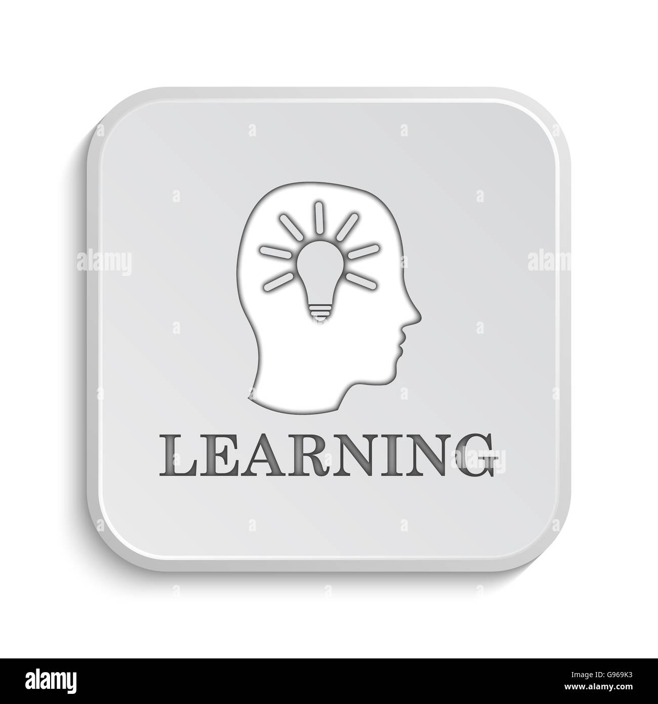 Learning icon. Internet button on white background Stock Photo - Alamy