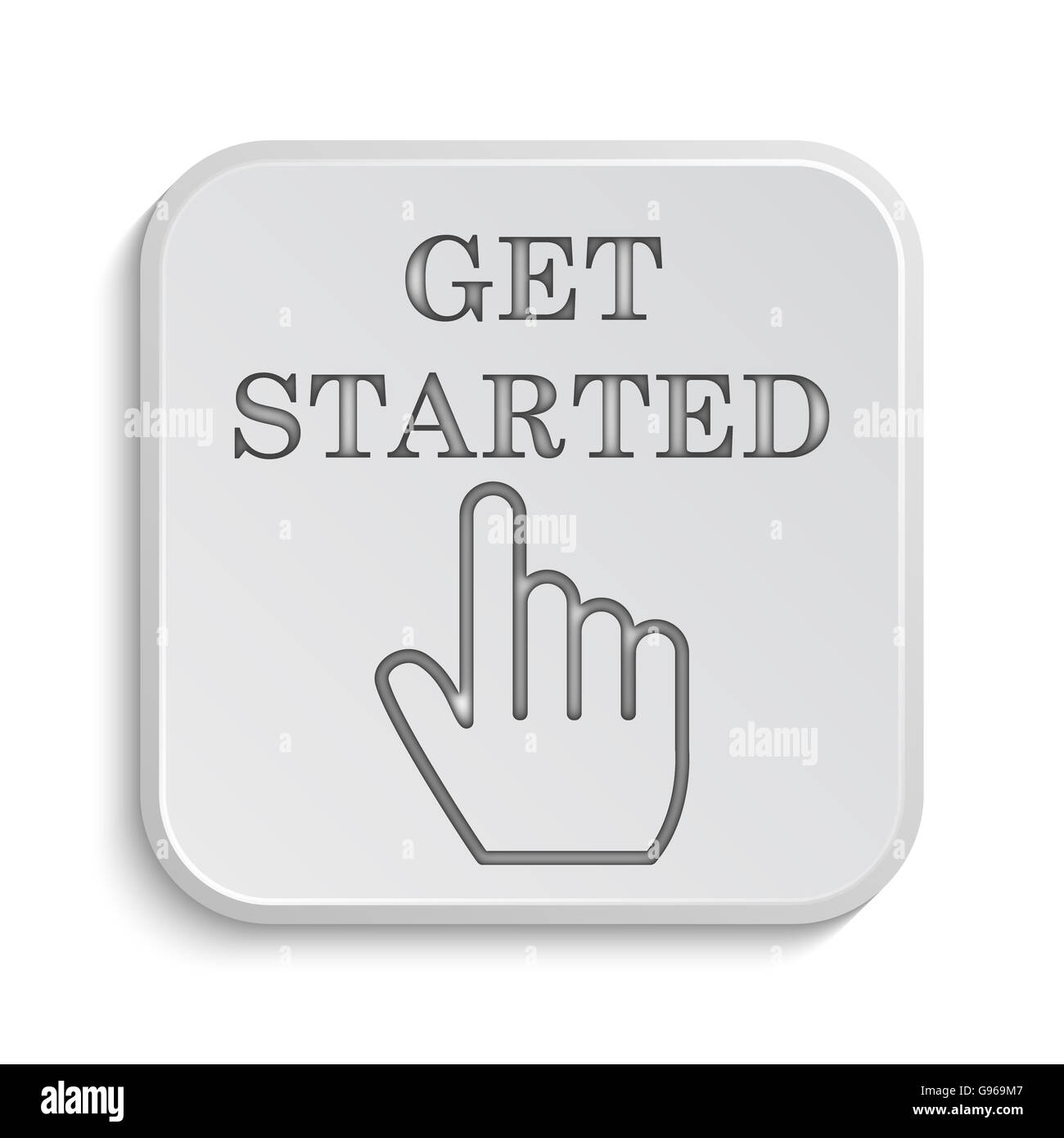 Get started icon. Internet button on white background Stock Photo - Alamy