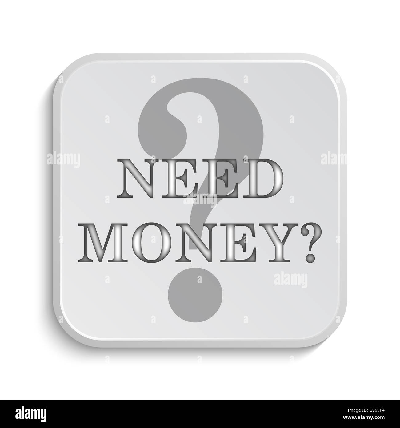 Need money icon. Internet button on white background Stock Photo - Alamy