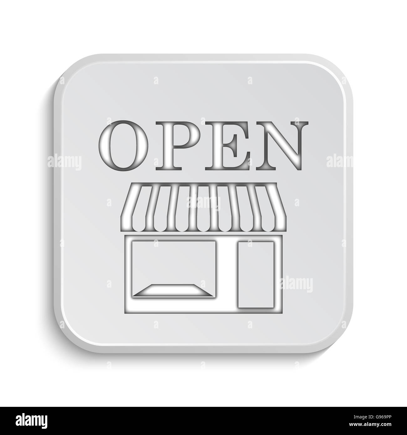 Open store icon. Internet button on white background Stock Photo - Alamy