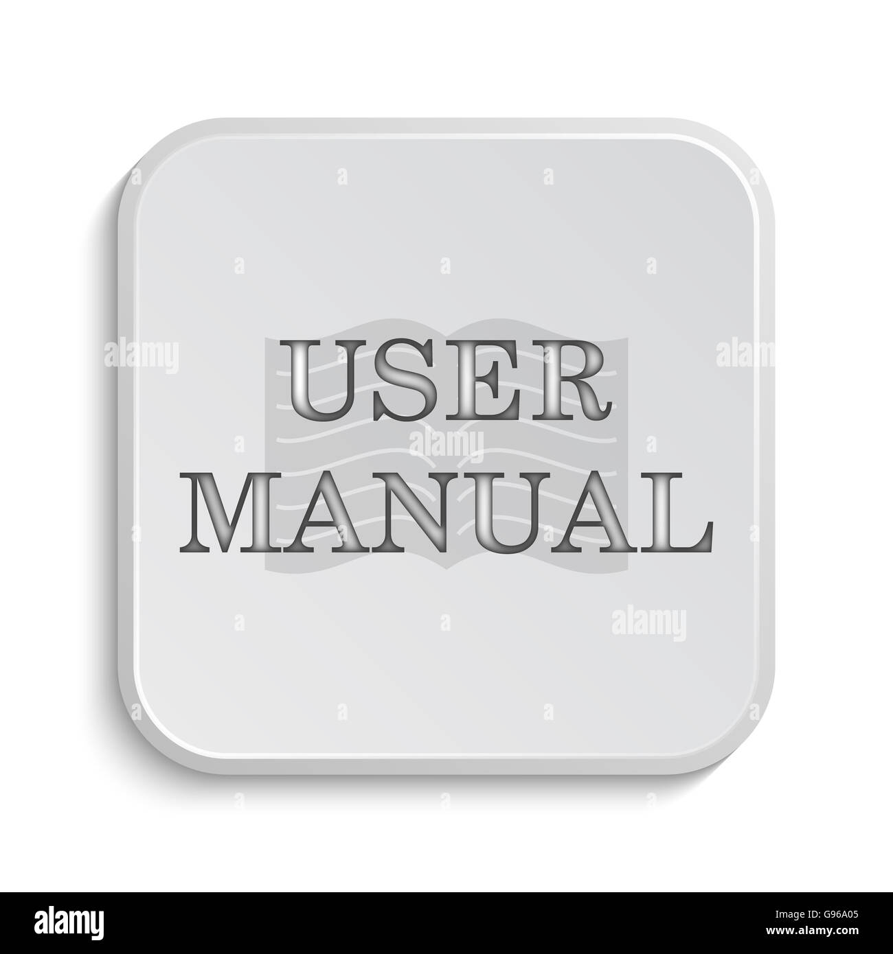User manual icon. Internet button on white background Stock Photo - Alamy