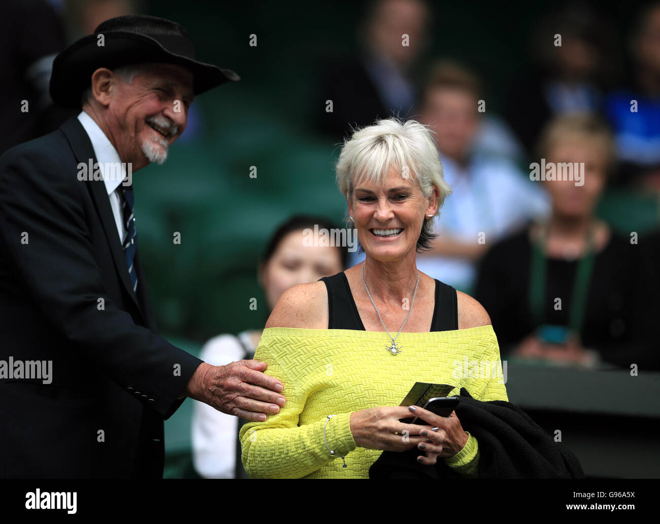 Judy Murray arrives on centre court on day Four of the Wimbledon ...