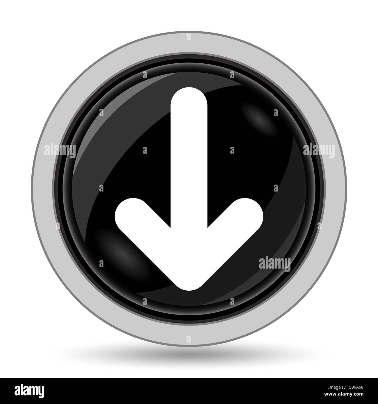 Down arrow icon. Internet button on white background Stock Photo - Alamy