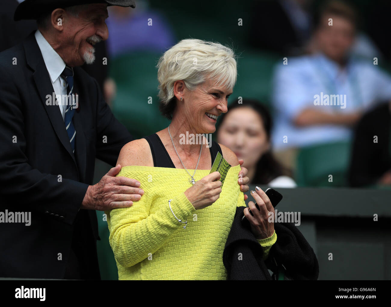 Judy Murray arrives on centre court on day Four of the Wimbledon ...