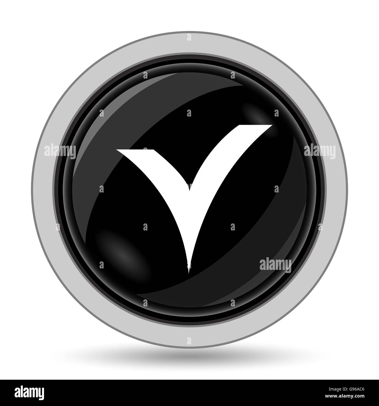V checked icon. Internet button on white background Stock Photo - Alamy