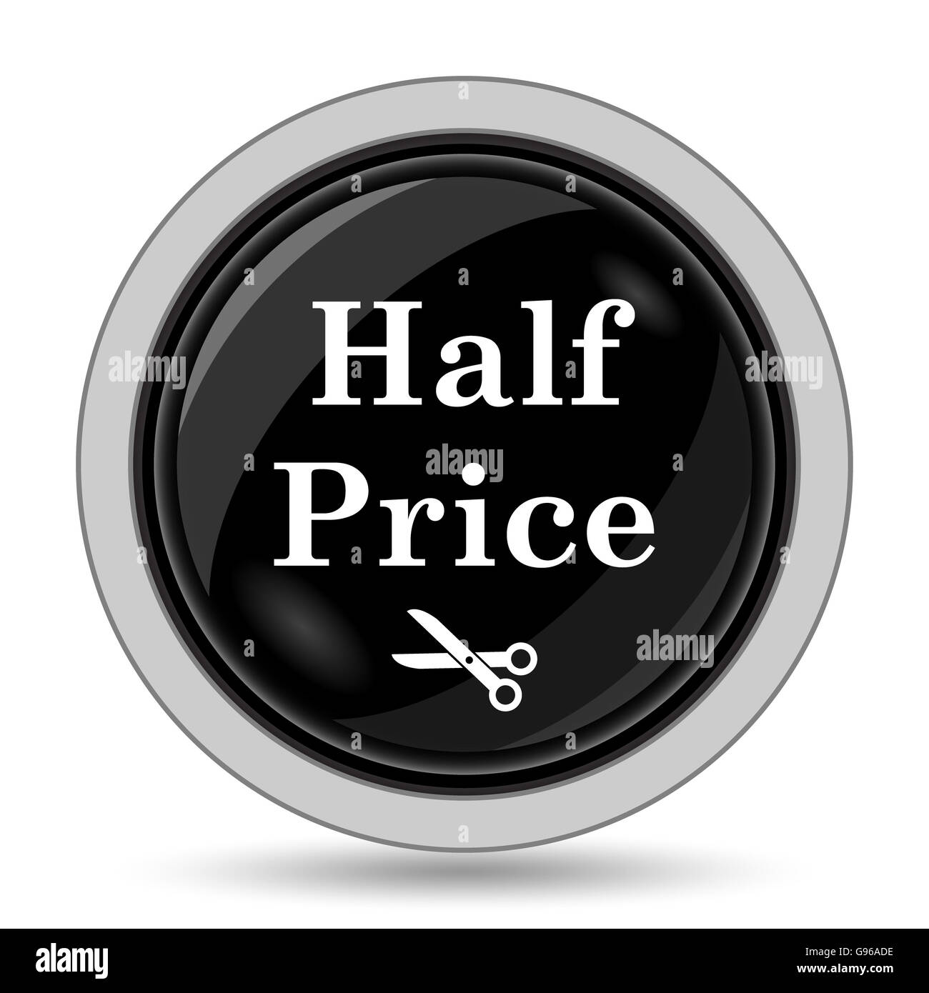 Half price icon. Internet button on white background Stock Photo - Alamy