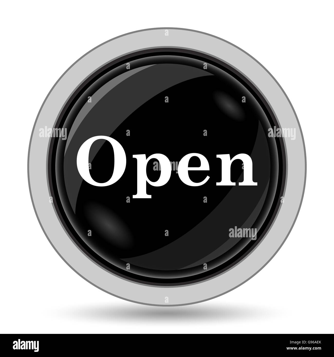 Open icon. Internet button on white background Stock Photo - Alamy