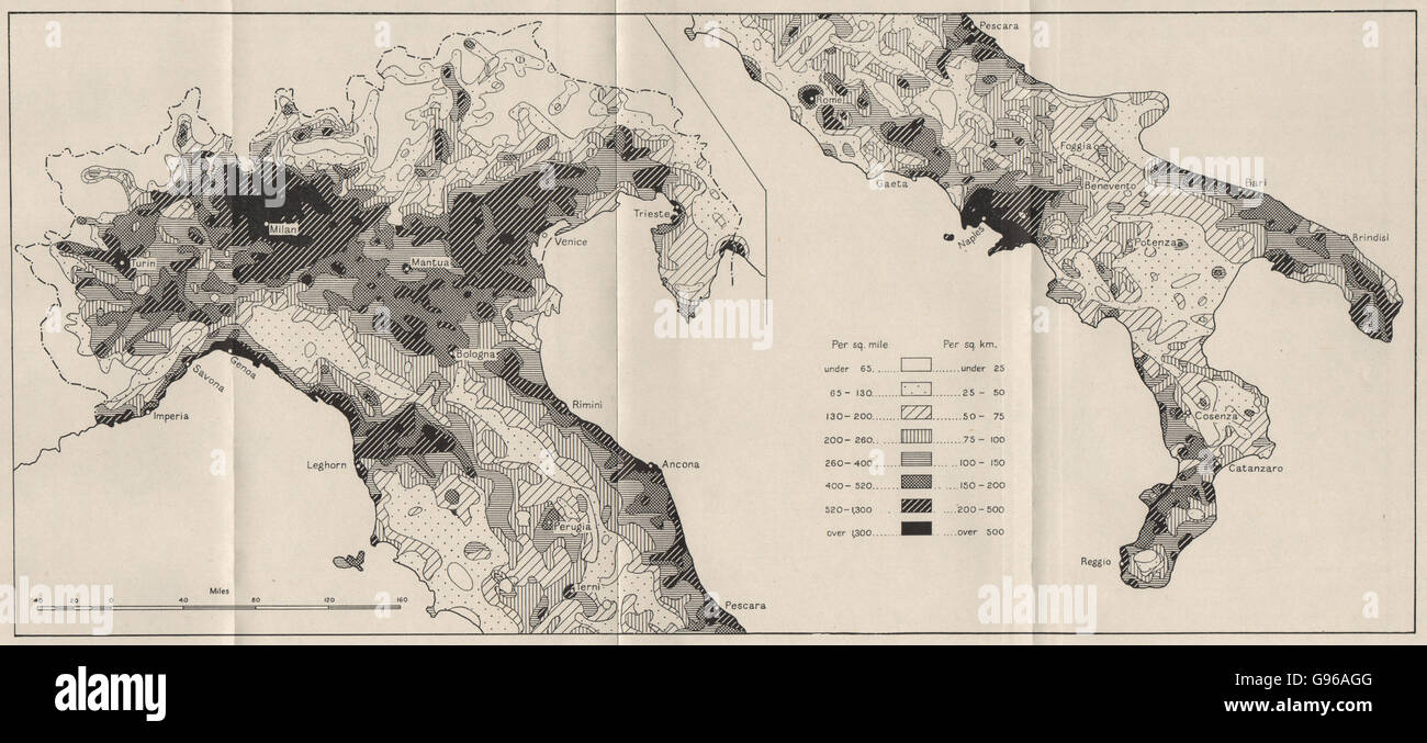 ITALY: Density of population, 1931. WW2 ROYAL NAVY INTELLIGENCE MAP ...