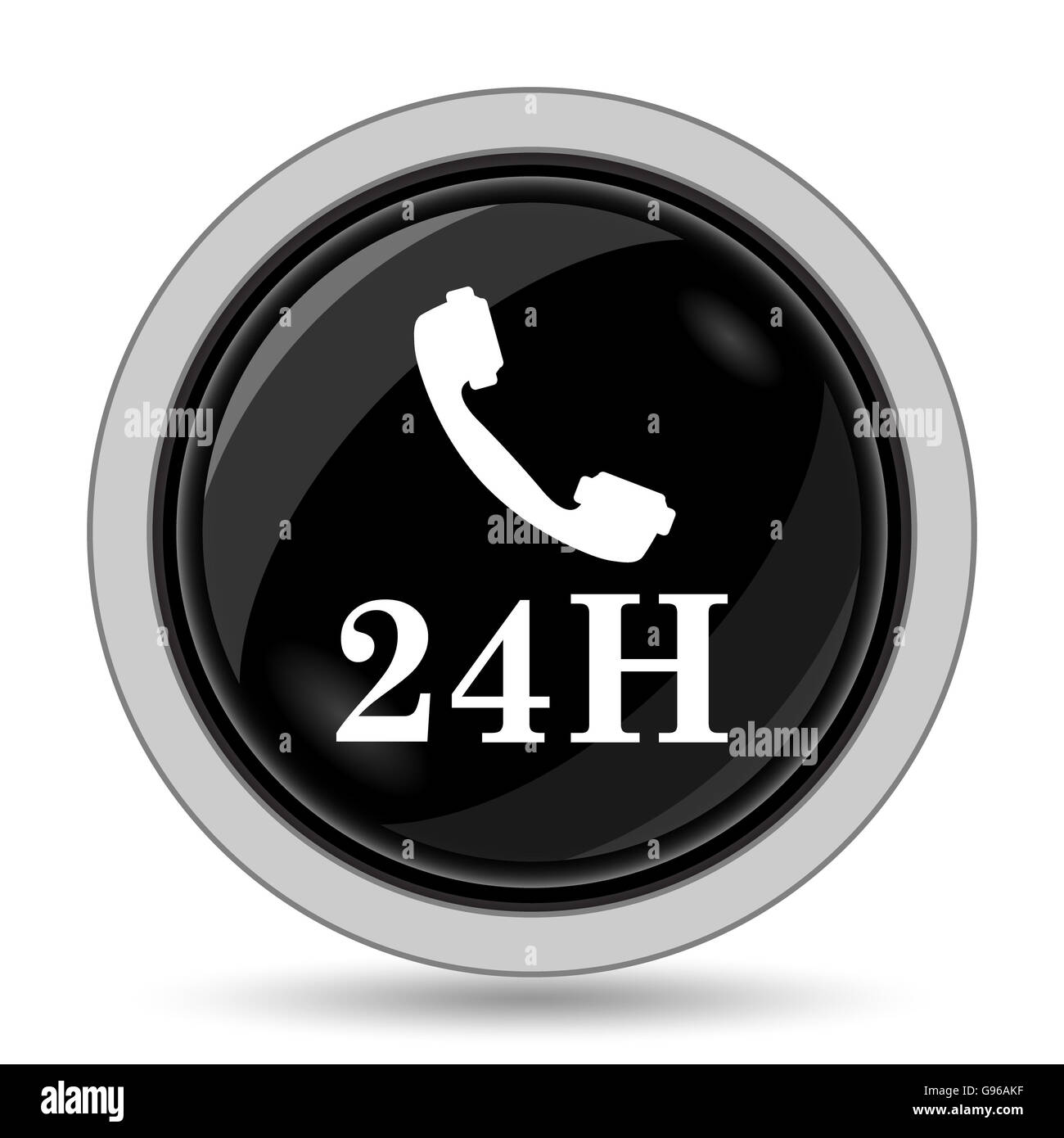 24H phone icon. Internet button on white background Stock Photo - Alamy