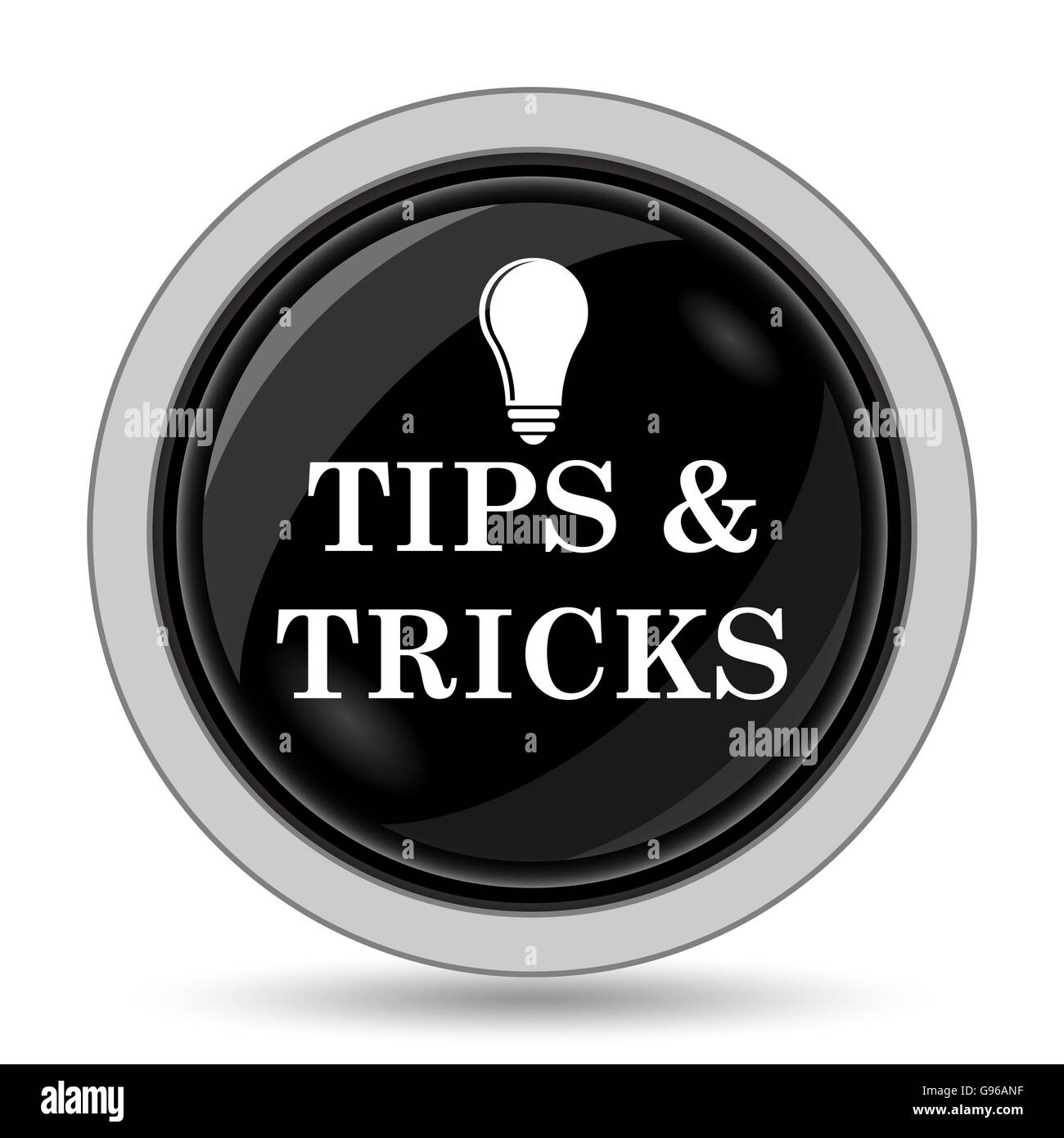Tips and tricks icon. Internet button on white background Stock Photo ...