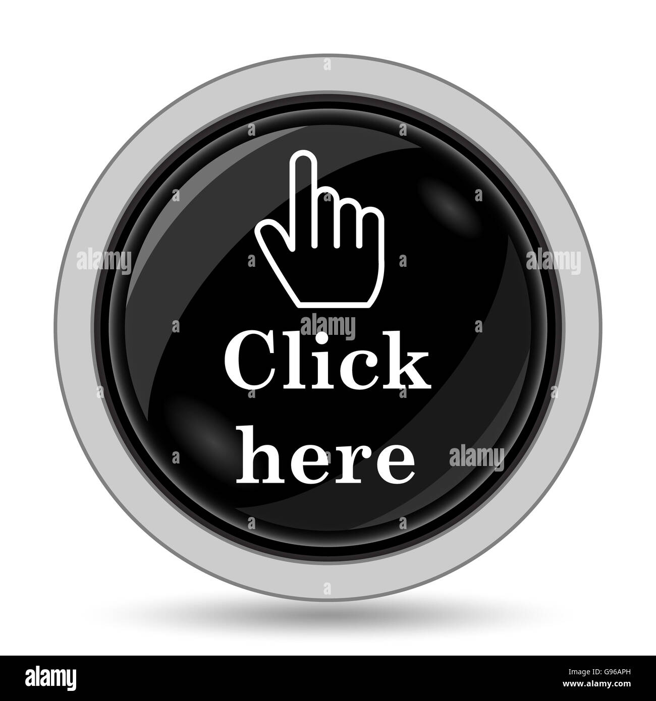 Click here icon. Internet button on white background Stock Photo - Alamy