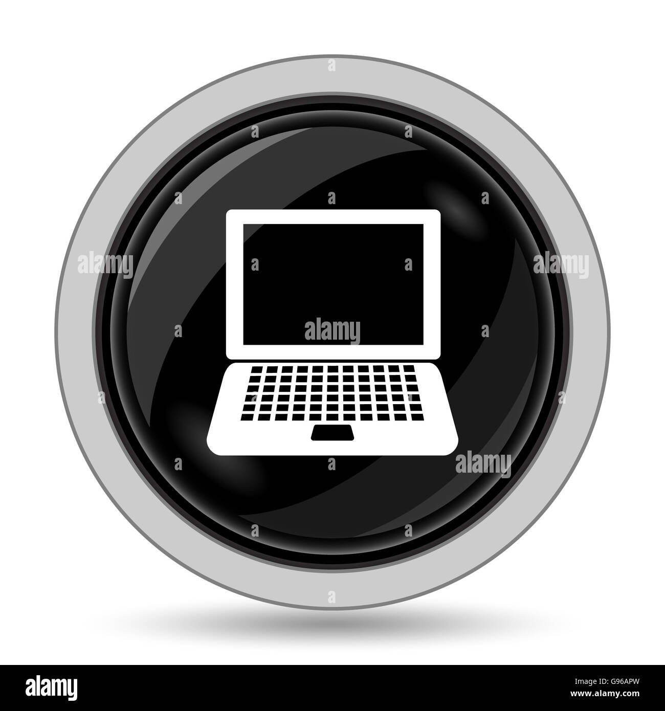 Laptop icon. Internet button on white background Stock Photo - Alamy