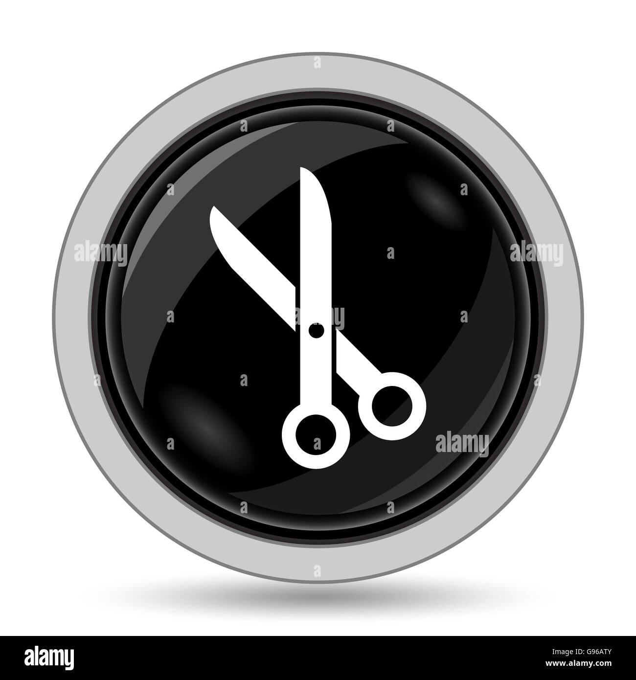 Cut icon. Internet button on white background Stock Photo - Alamy