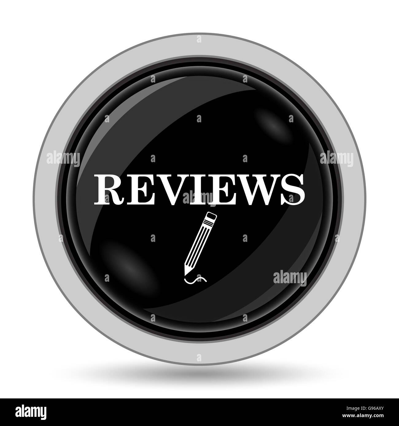 Reviews icon. Internet button on white background Stock Photo - Alamy
