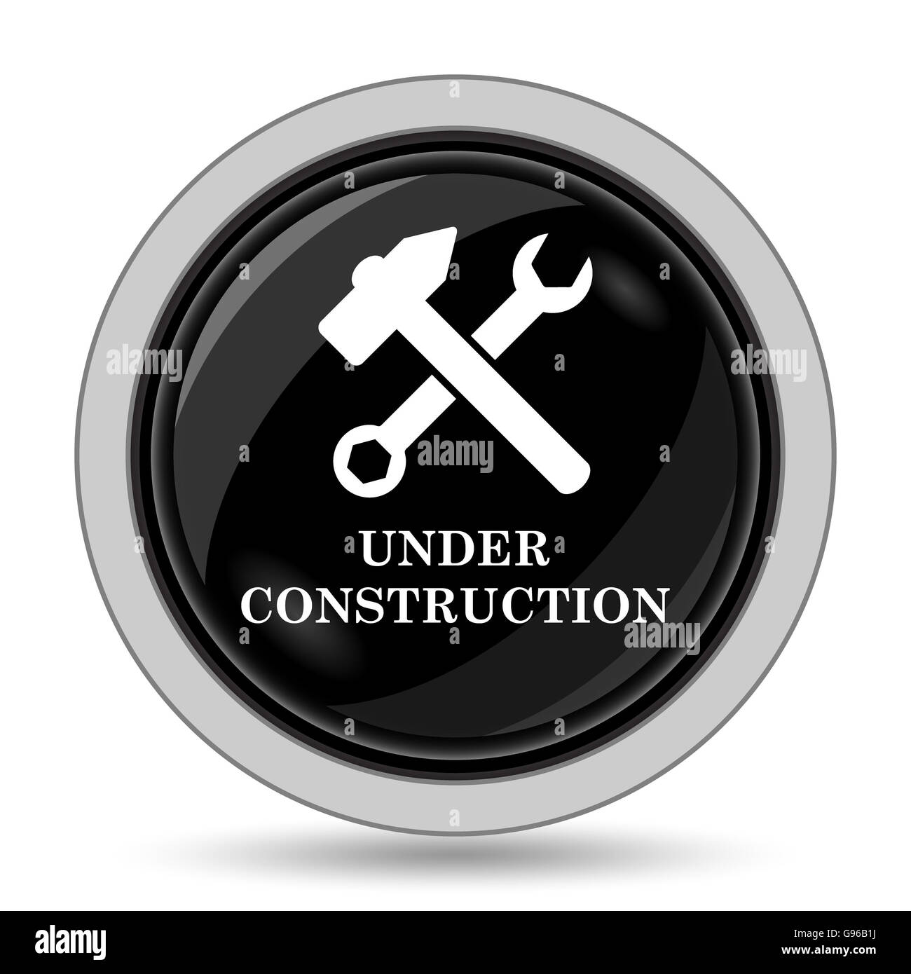 Under construction icon. Internet button on white background Stock ...
