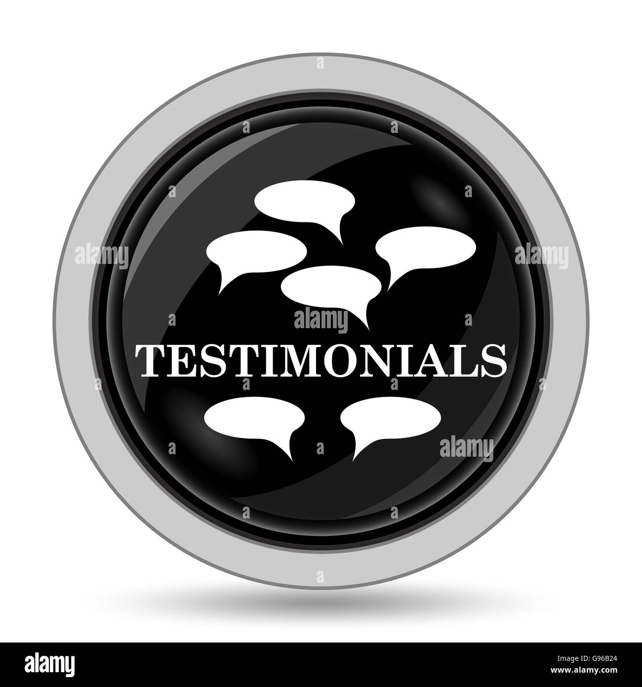 Testimonials icon. Internet button on white background Stock Photo - Alamy
