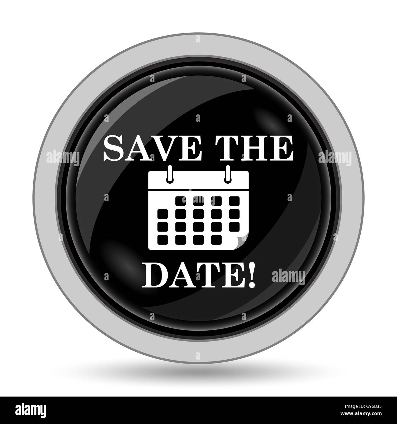 Save the date icon. Internet button on white background Stock Photo - Alamy
