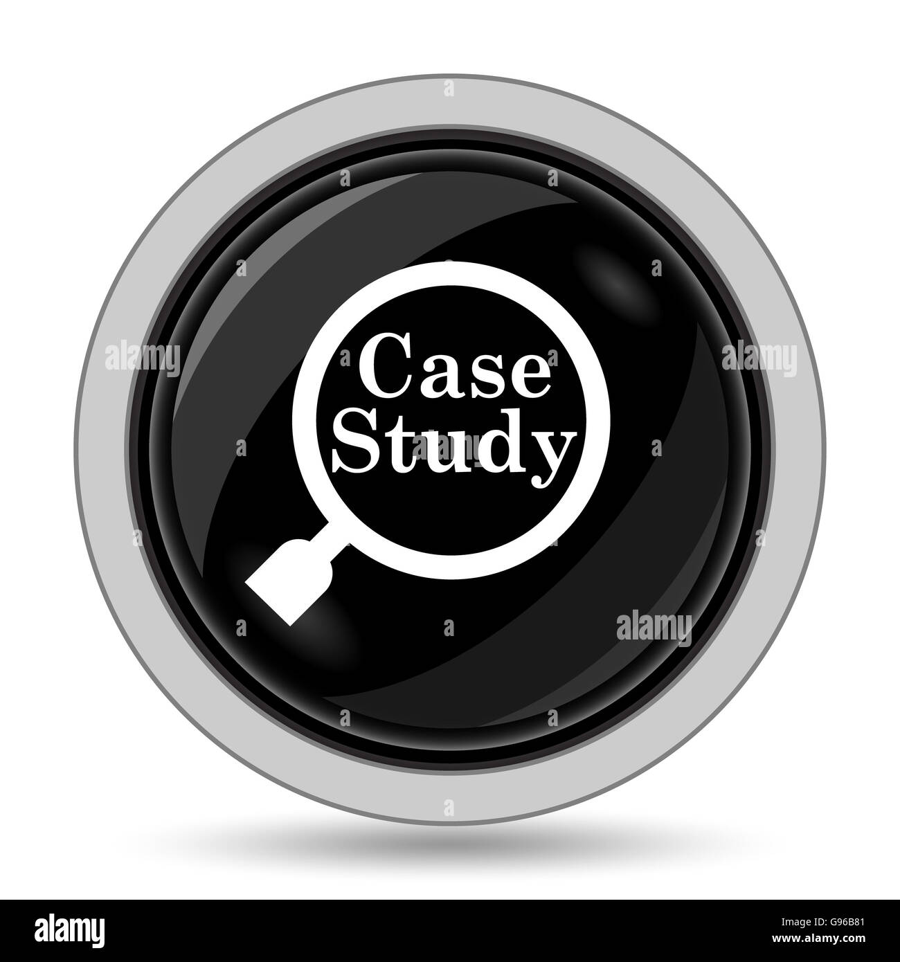 Case study icon. Internet button on white background Stock Photo - Alamy