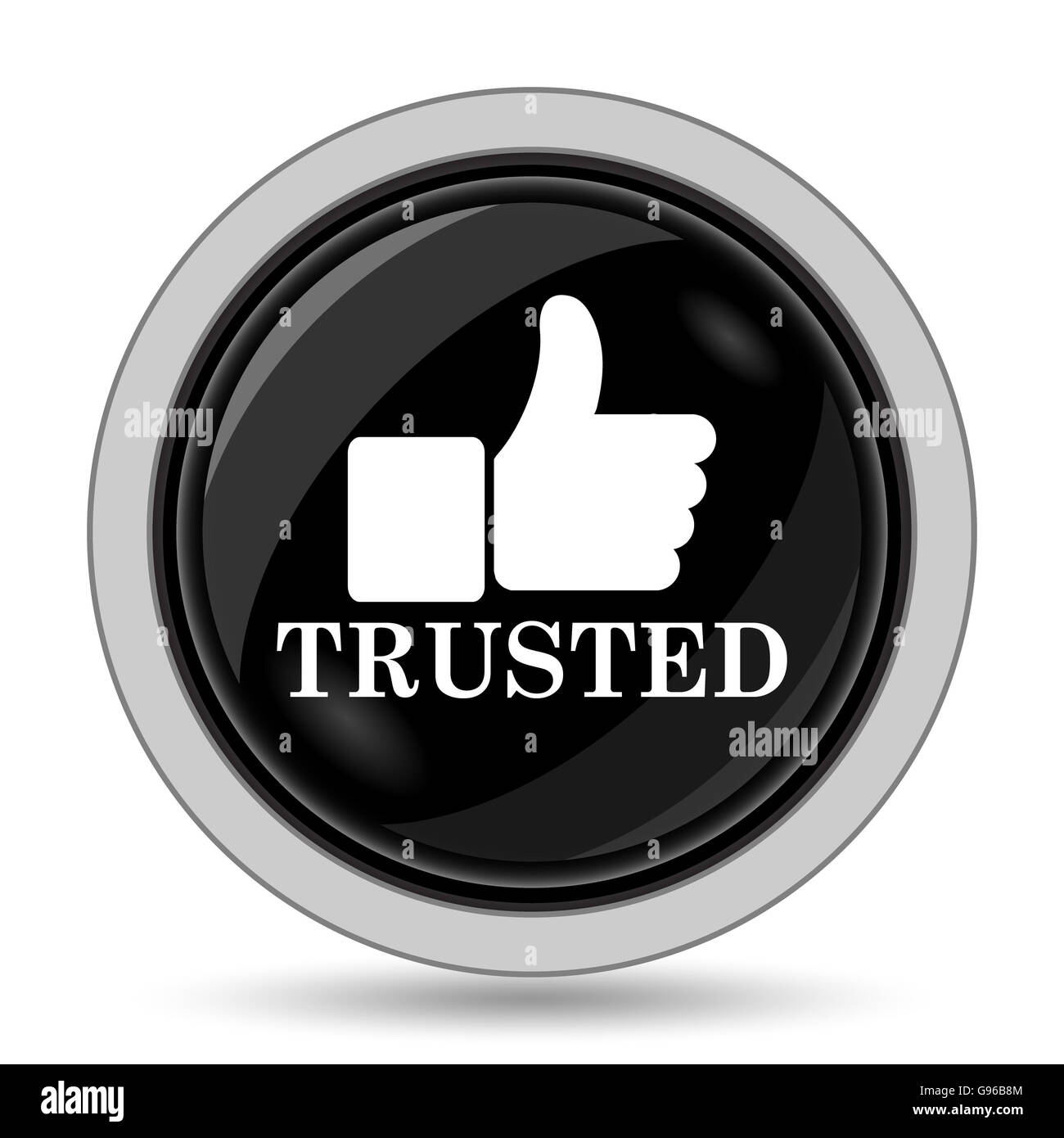 Trusted icon. Internet button on white background Stock Photo - Alamy