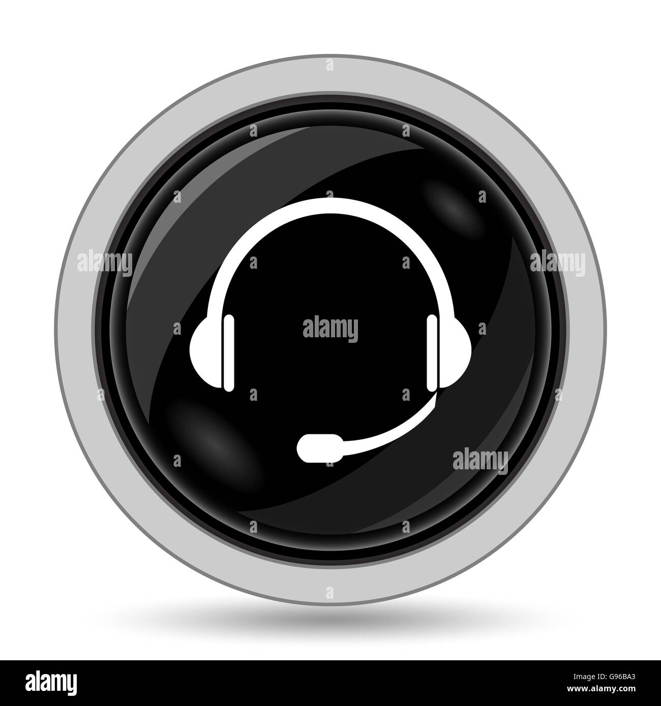 Headphones icon. Internet button on white background Stock Photo - Alamy