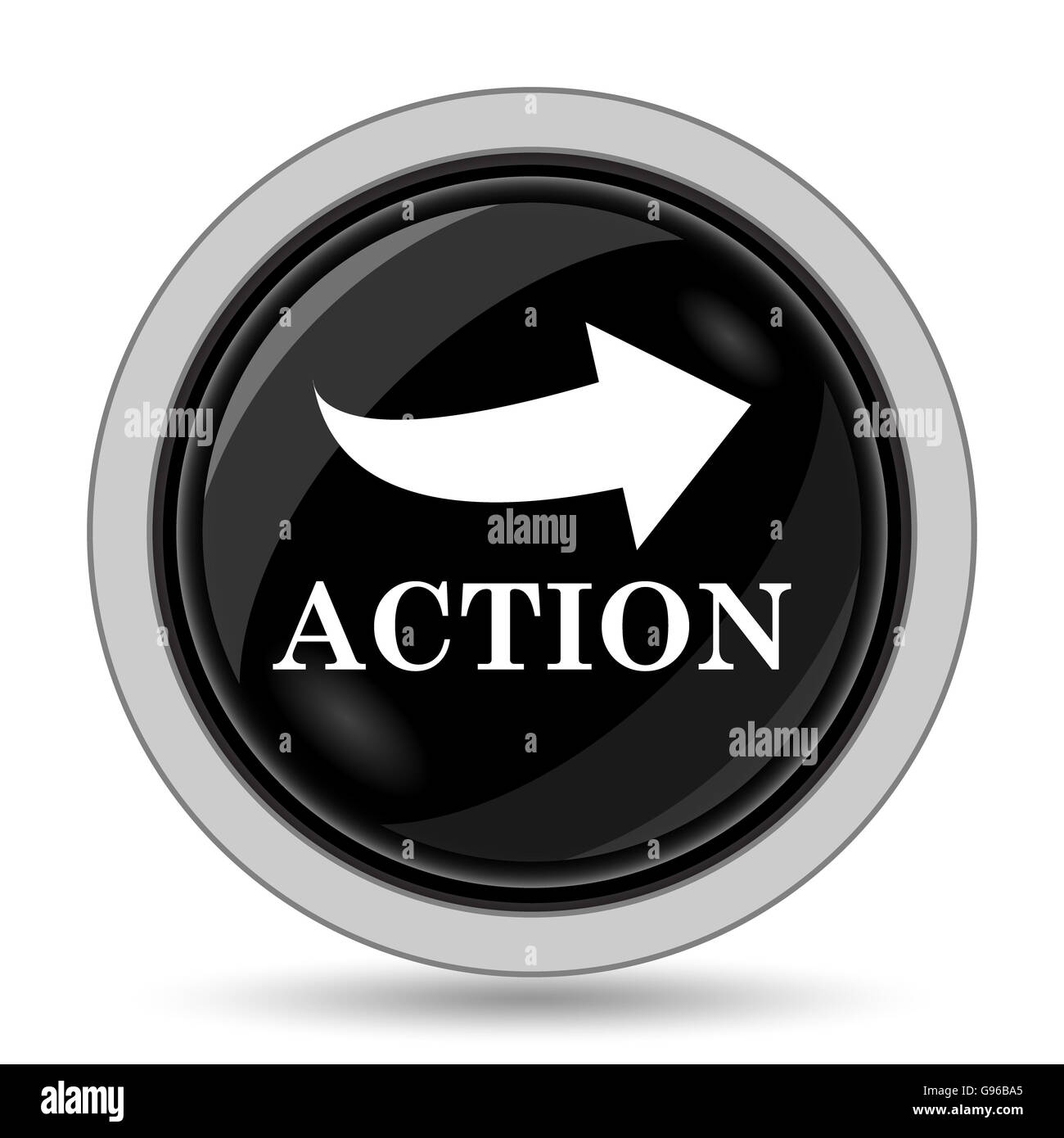 Action icon. Internet button on white background Stock Photo - Alamy